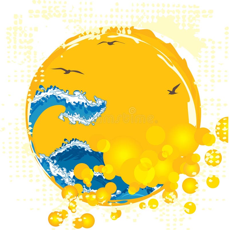 Sun and waves stock vector. Illustration of nature, abstract - 15101428