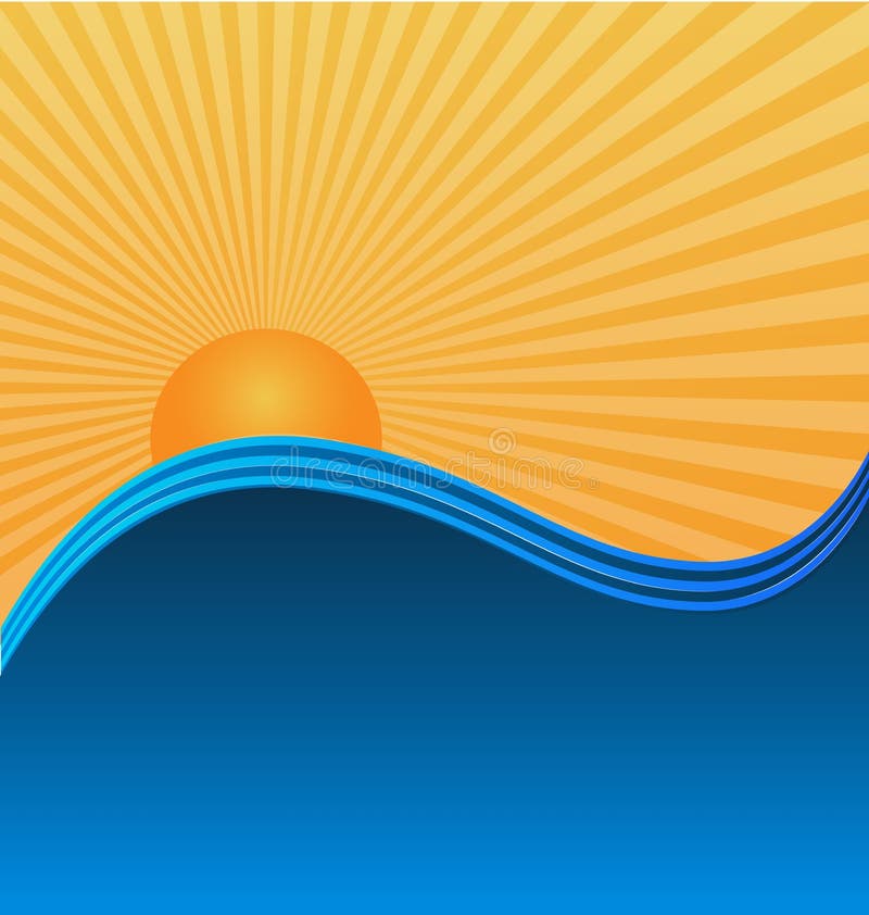 Sun and Waves Background Vector Illustration Stock Vector ...