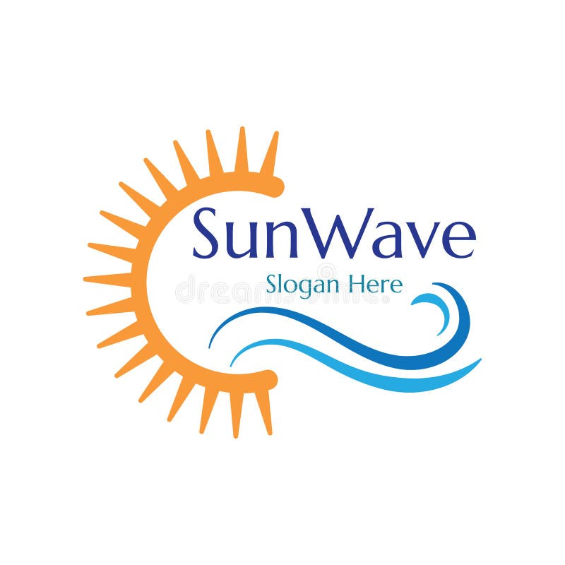 Sun and Waves Illustration Design Vector Template Stock Vector ...
