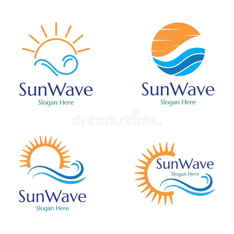 Sun and Waves Illustration Design Vector Template Stock Vector ...