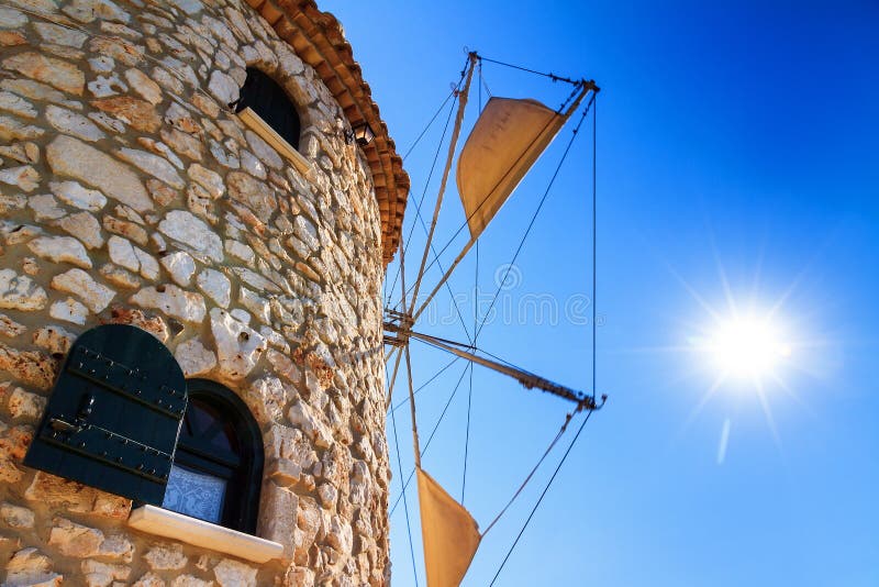 Sun windmill side stock image. Image of greek, landmarks - 36975945
