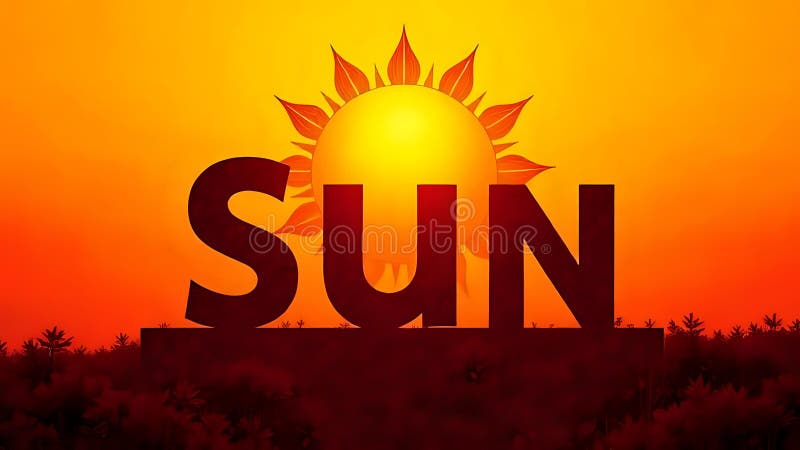 Sun. the Word Sun with a Sun Behind it and a Red and Orange Gradient ...