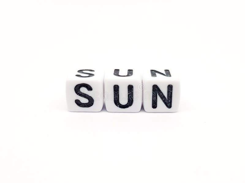 Sun Word Built with White Cubes and Black Letters on White Background ...