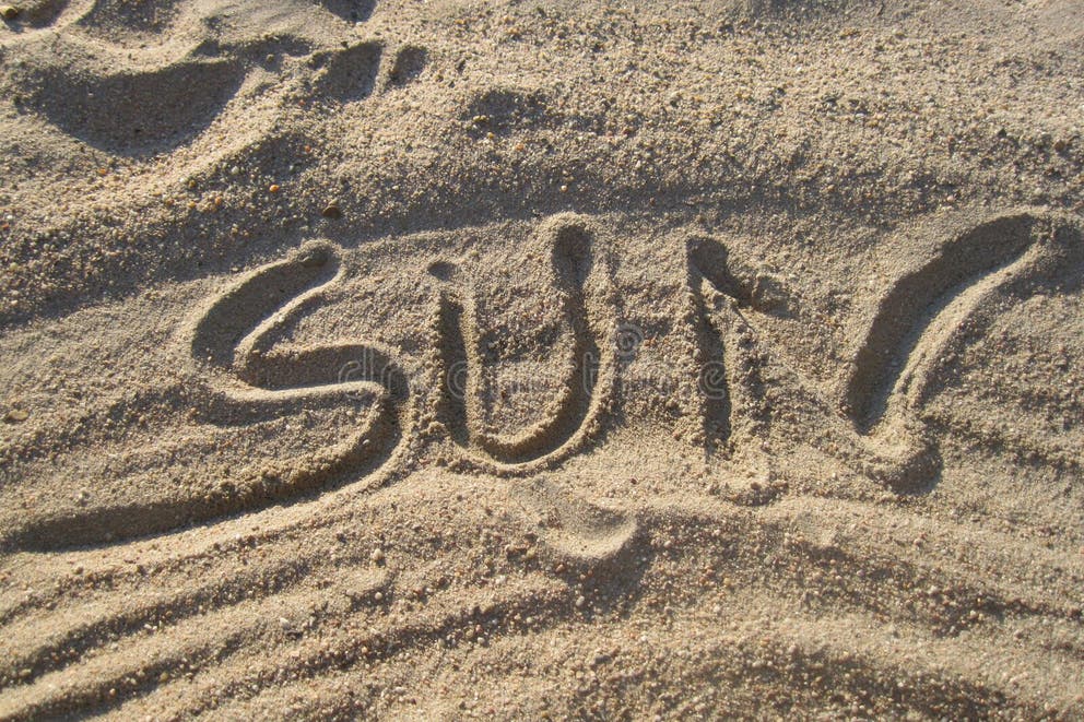 Sun written in sand stock image. Image of written, word - 40841797
