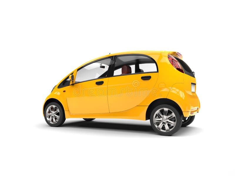 Sun Yellow Electric Compact Car - Side Rear View Stock Illustration ...