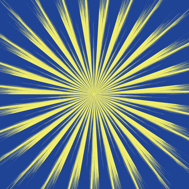 Sun Yellow Rays on Blue Background. Sun with Long Rays Vector Eps10 ...