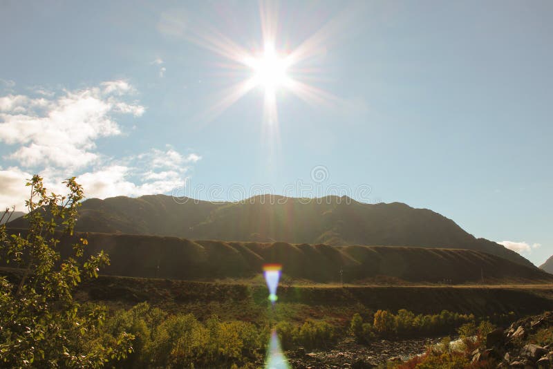 The Sun at Its Zenith Over the Mountains Stock Photo - Image of hiking ...