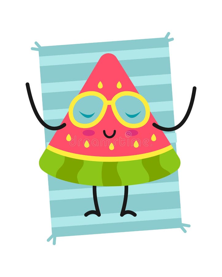 Sunbathing Watermelon Character Stock Vector - Illustration of fashion ...