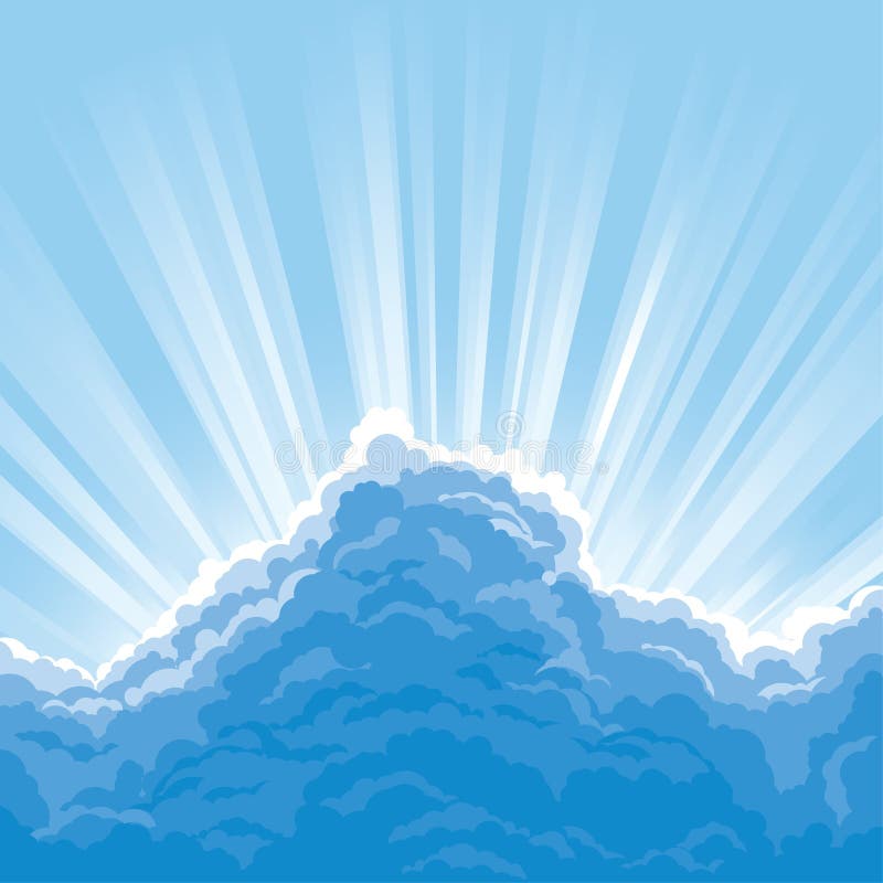Sunbeam behind clouds stock vector. Illustration of stratosphere - 5166176
