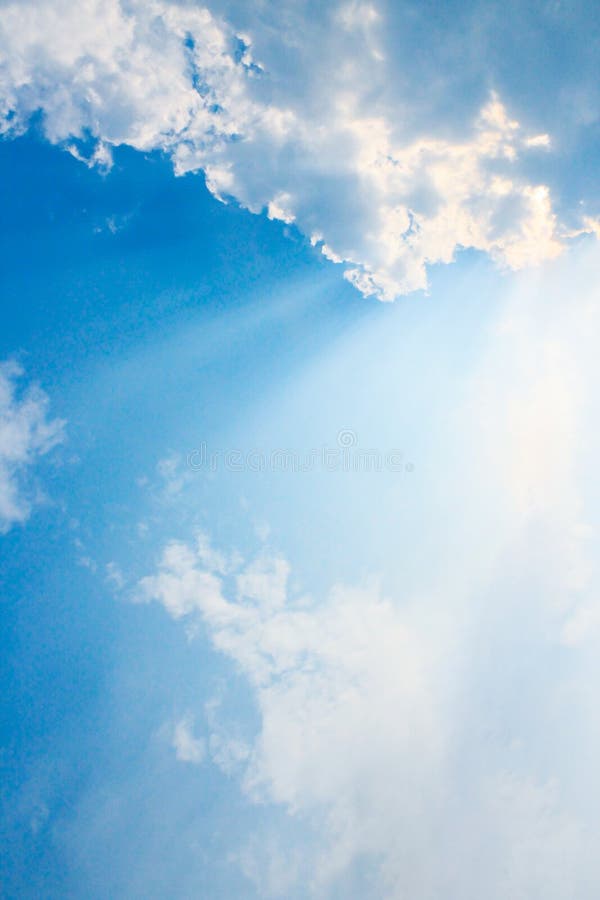 Sunbeam on blue sky stock photo. Image of sunshine, outdoor - 100445986