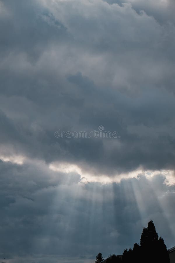 Sunbeam in Cloudy Sky before the Storm Stock Photo - Image of white ...