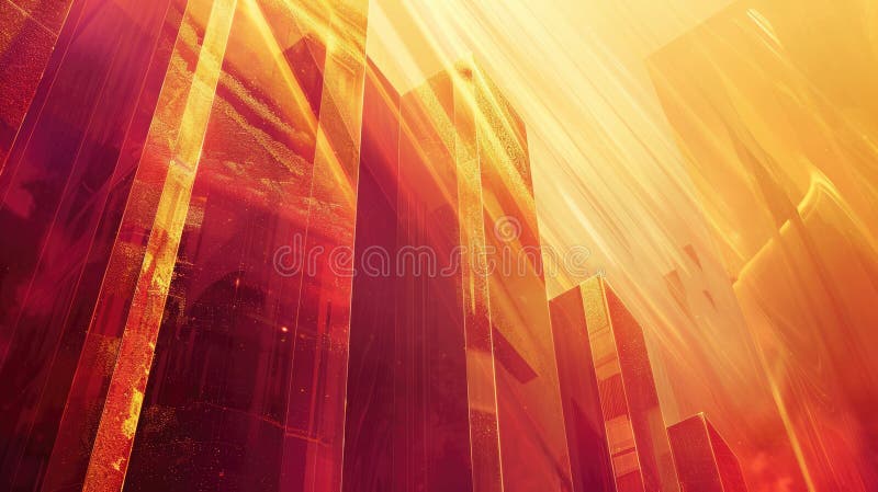 Sunbeam Glinting Off Vertical Geometric Structures, Creating Warm Color ...