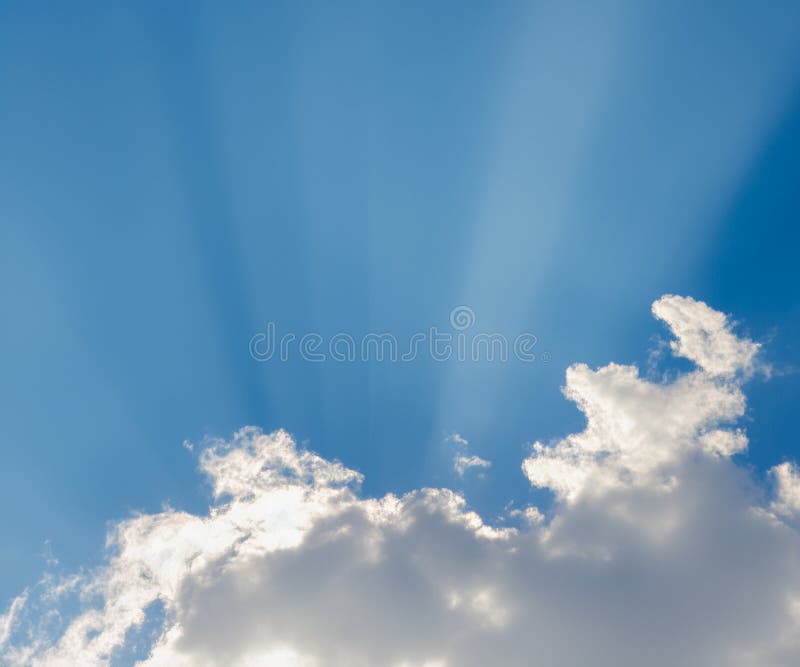 Sunbeam through the Haze on Blue Sky, Horizontal Stock Photo - Image of ...