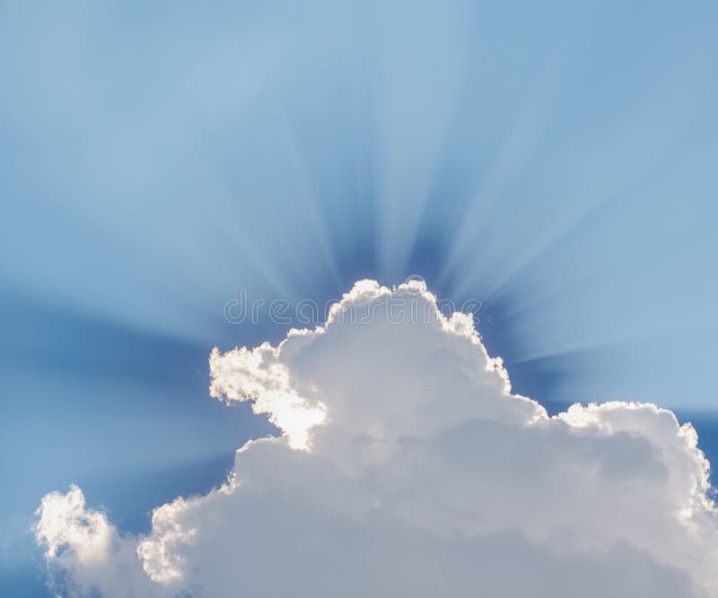 Sunbeam through the Haze on Blue Sky, Horizontal Stock Photo - Image of ...