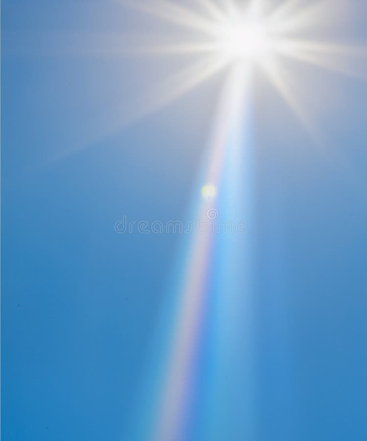 Sunbeam through the Haze on Blue Sky, Vertical Stock Photo - Image of ...