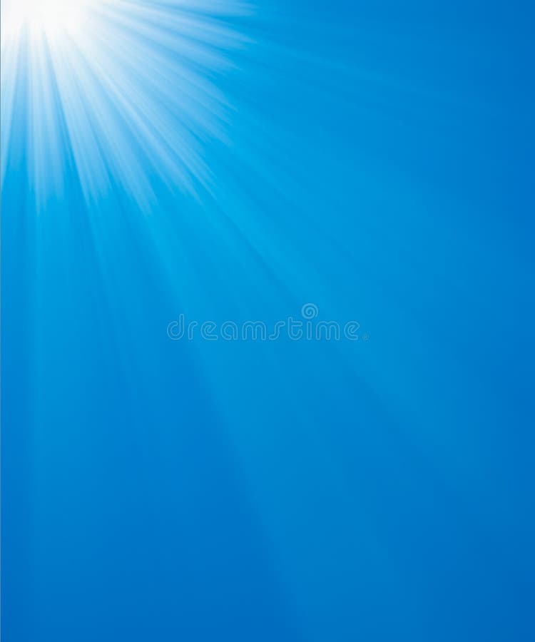 Sunbeam through the Haze on Blue Sky, Vertical Stock Photo - Image of ...