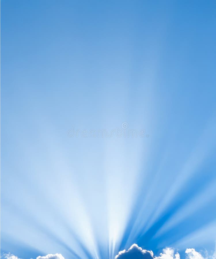Sunbeam through the Haze on Blue Sky, Vertical Stock Image - Image of ...