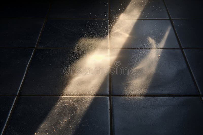 Sunbeam Highlighting Dust Particles on Dark Tile Stock Image - Image of ...