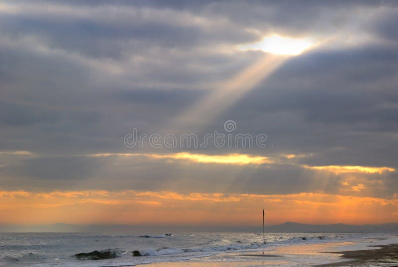 Sunbeam over the sea stock photo. Image of amazing, beautiful - 34149628