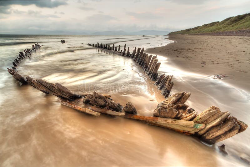 Sunbeam Ship Wreck on Irish Beach - HDR Stock Photo - Image of ...