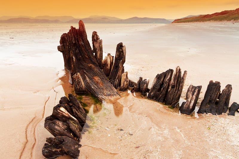 Sunbeam Ship Wreck on Irish Beach - HDR Stock Photo - Image of ...