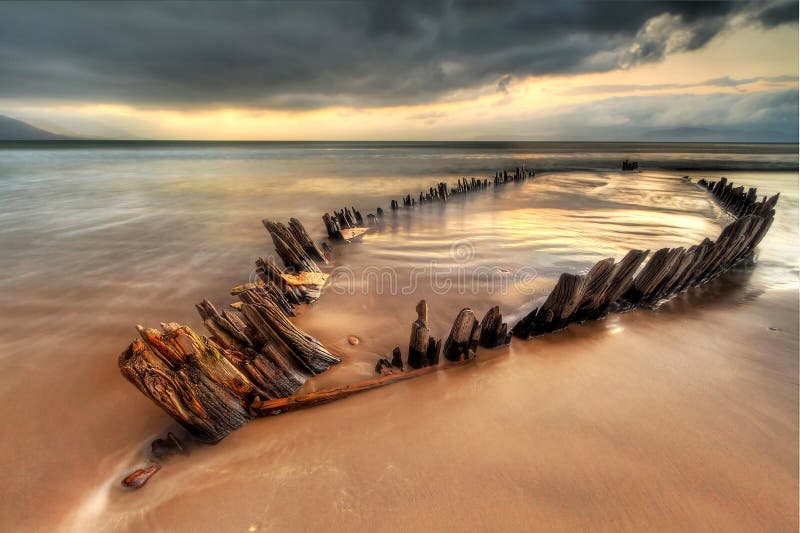 Sunbeam Ship Wreck on Irish Beach - HDR Stock Photo - Image of ...