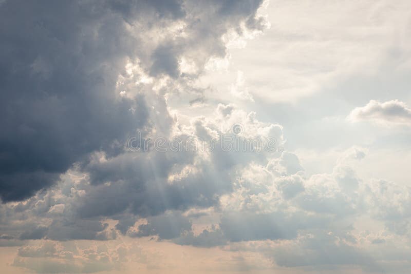 Sunbeam between Storm Clouds Cloudscape Sky Stock Photo - Image of view ...
