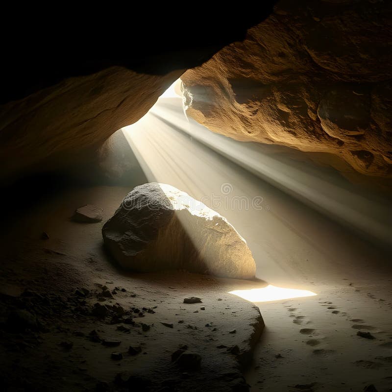 Sunbeam Streams into a Cave in Germany. Stock Illustration ...