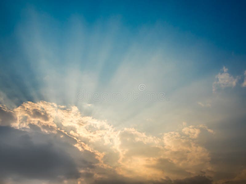 Sunbeam of the Sun Behind the Clouds Stock Image - Image of light ...