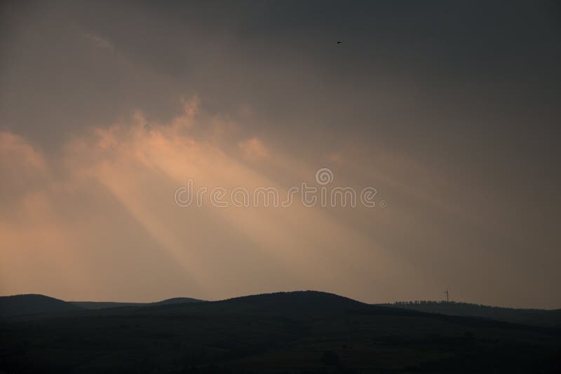 Sunbeam stock photo. Image of dark, light, land, dusk - 43896566