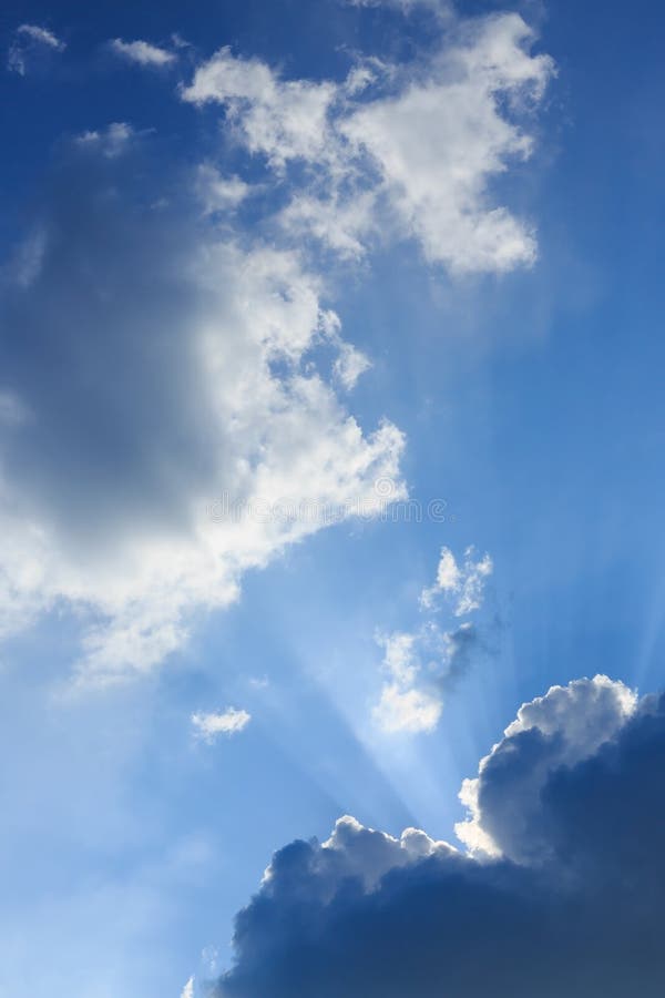 Sunbeam of Sunlight through Clouds Stock Image - Image of overcast ...