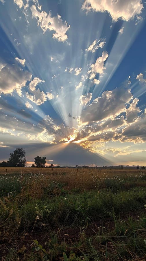 Sunbeams Breaking through Clouds Stock Illustration - Illustration of ...