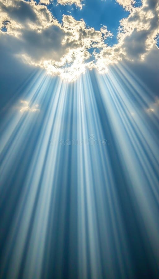 Sunbeams through Clouds, Dramatic Bright Background Sky, Natural ...