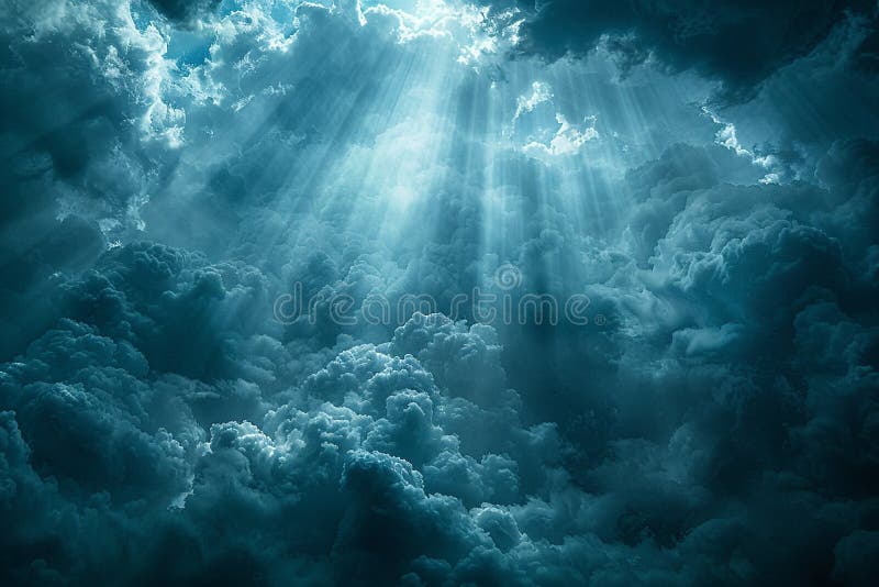 Sunbeams through Heavy Rain Clouds Stock Image - Image of capture, hope ...