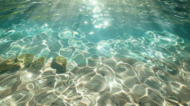 Sunbeams Illuminate the Surface of Clear Turquoise Water, Creating ...