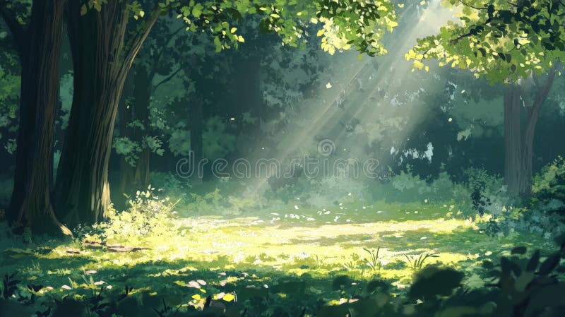 Sunbeams Lighting Up a Forest Clearing during Daytime Stock Photo ...