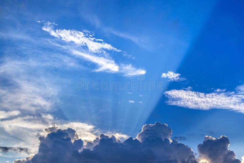 Sunbeams over on blue sky stock image. Image of outdoor - 45708217