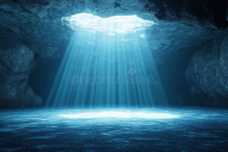 Sunbeams Pierce through an Opening in a Cave Ceiling, Illuminating the ...
