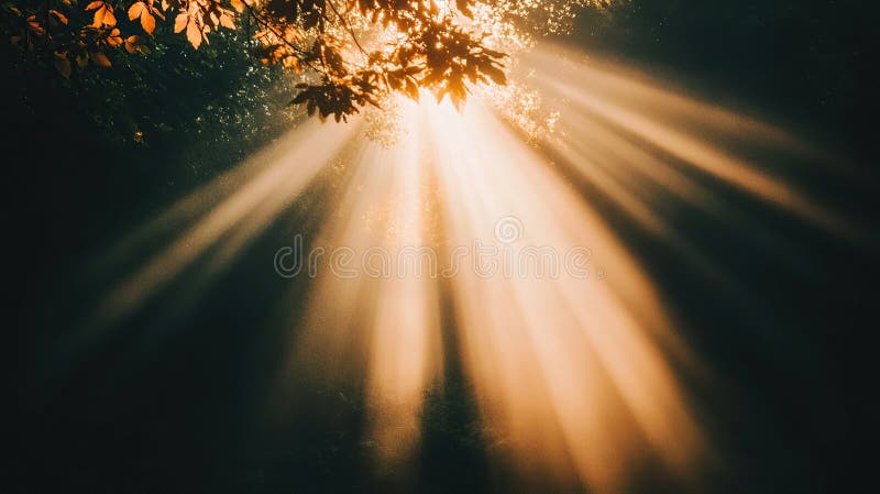 Sunbeams Piercing through Forest Canopy, Creating Mystical Light Rays ...