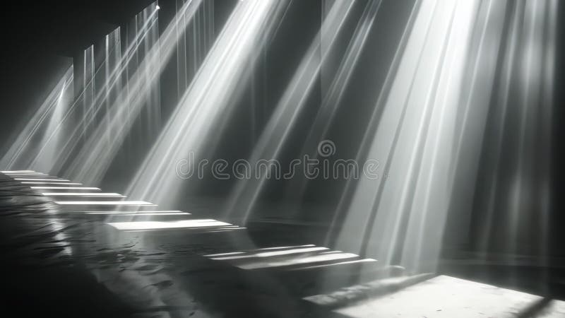 Sunbeams Streaming through Windows in Dark Interior, Ethereal Light and ...