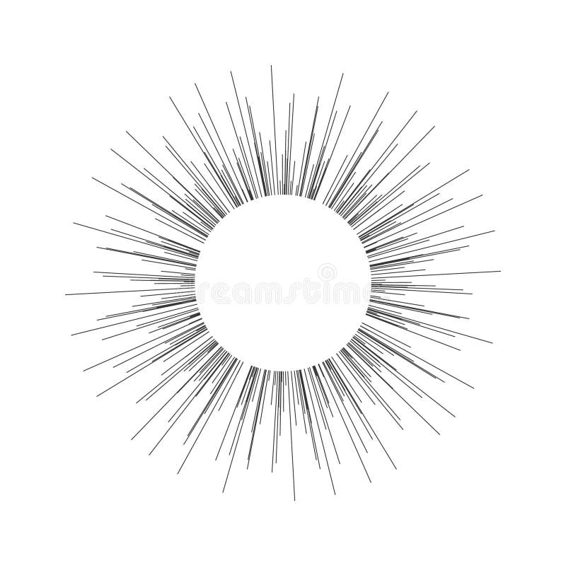 Sunbeams in Vintage Style Isolated on White Background Stock Vector ...