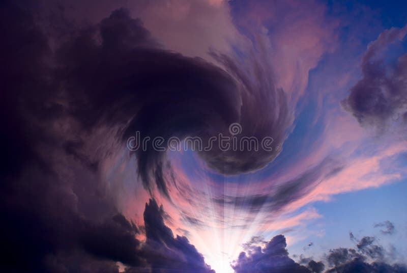Sunbeams and Vortex Stormy Clouds in the Sky Climate Change Stock Photo ...