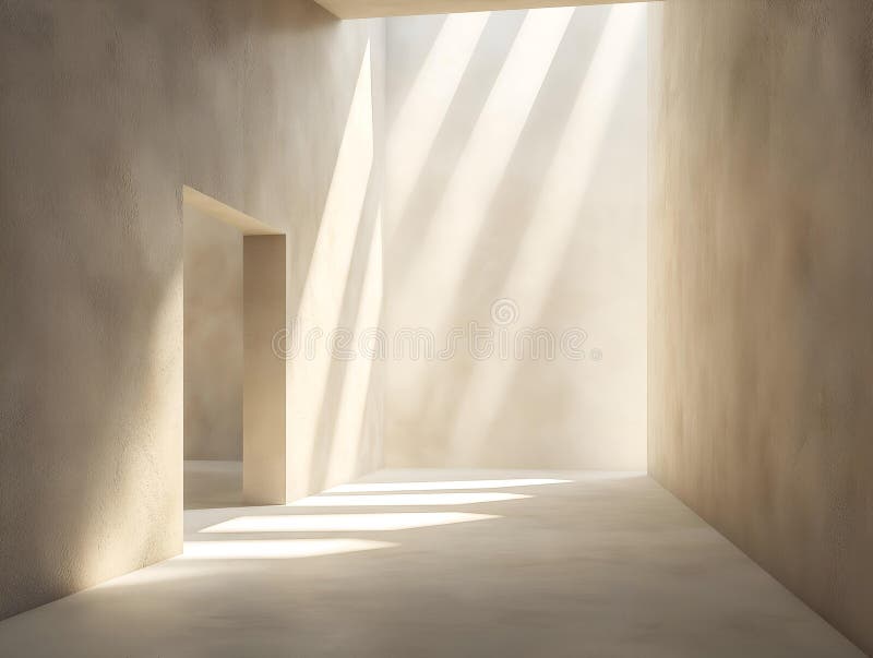 Sunbeams in a White Room, Strong Light, Sharp Shadows, Minimalist ...