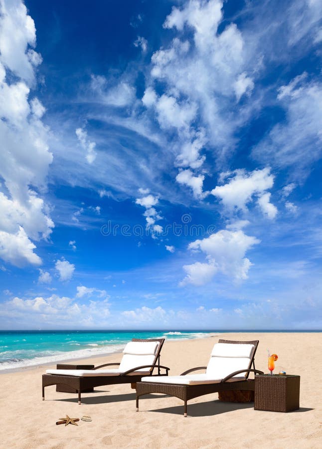 Sunbed on the beach stock photo. Image of sand, cancun - 34133586