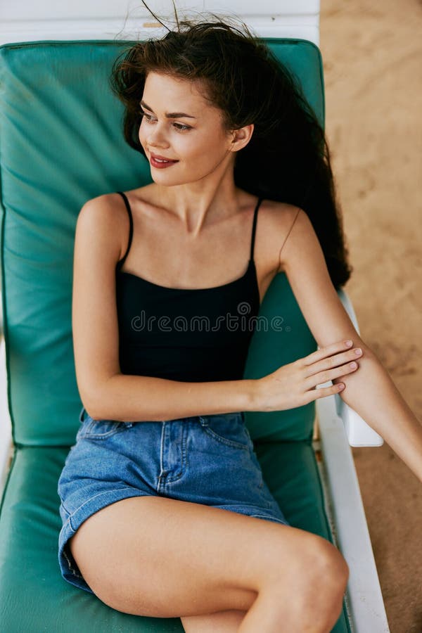 Sunbed Woman Resort Vacation Lifestyle Beach Sand Ocean Lying Sea