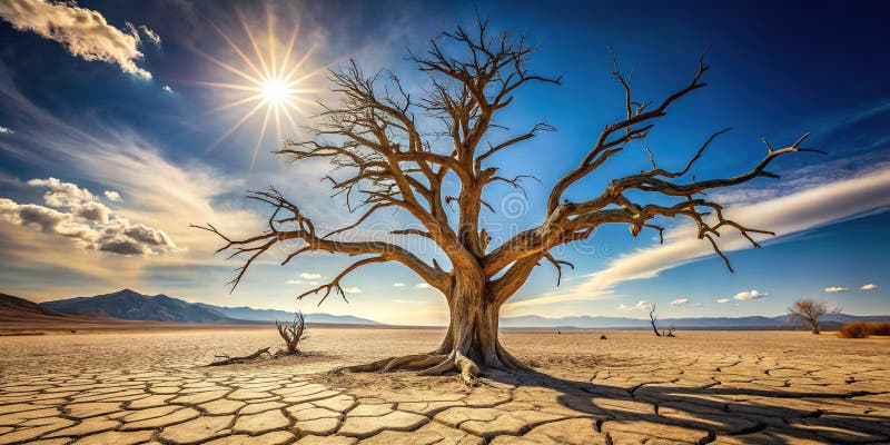 SunBleached Silhouette of a Dead Desert Tree Capturing the Arid ...
