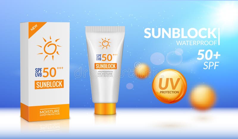 Sunblock Ad Template. Sun Protection Cosmetic Stock Vector ...
