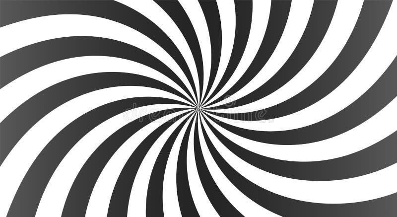 Sunburst Background with Black, White and Gray Rays. Spiral Curved ...