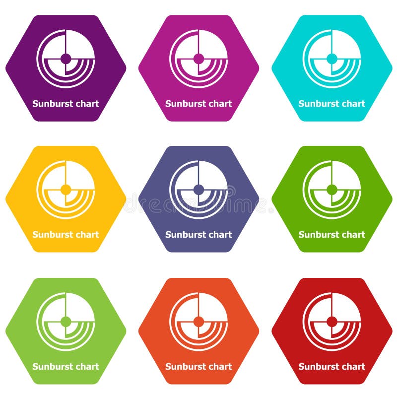 Sunburst Chart Icons Set 9 Vector Stock Vector - Illustration of ...
