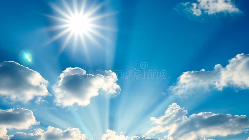 Sunburst through Clouds with Bright Rays Against a Vibrant Blue ...